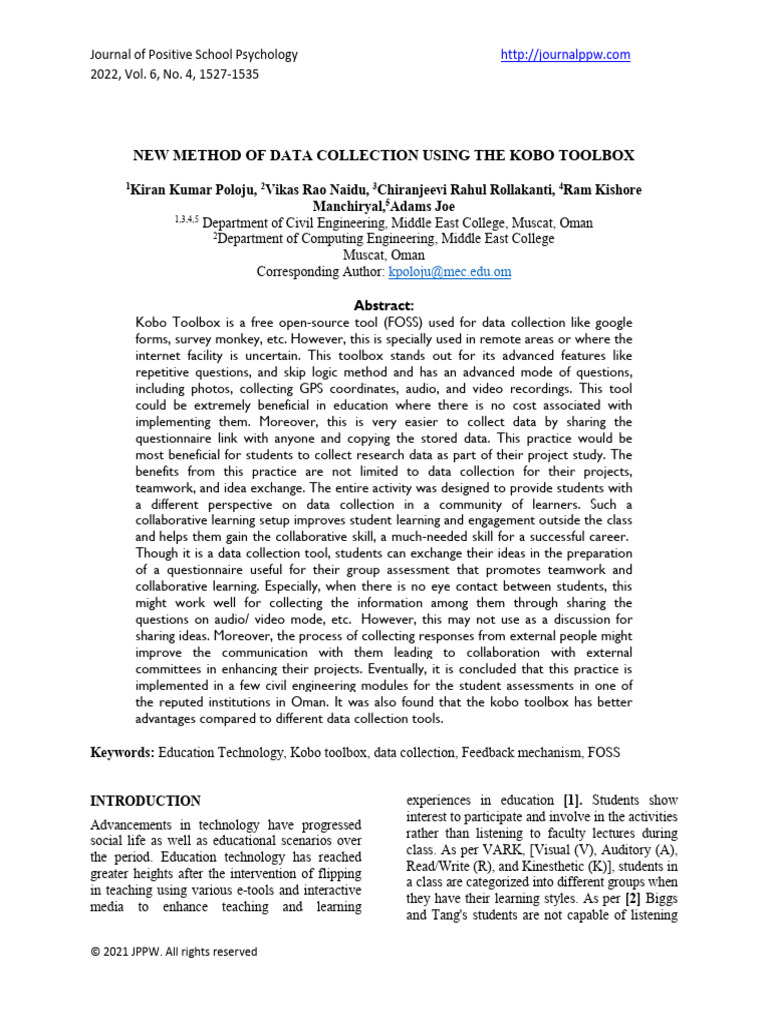 Kobo Toolbox: Innovative Data Collection Tool | PDF