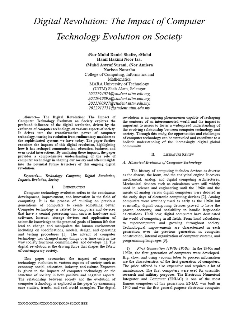 GROUP 6 - Digital Revolution - The Impact of Computer Technology ...