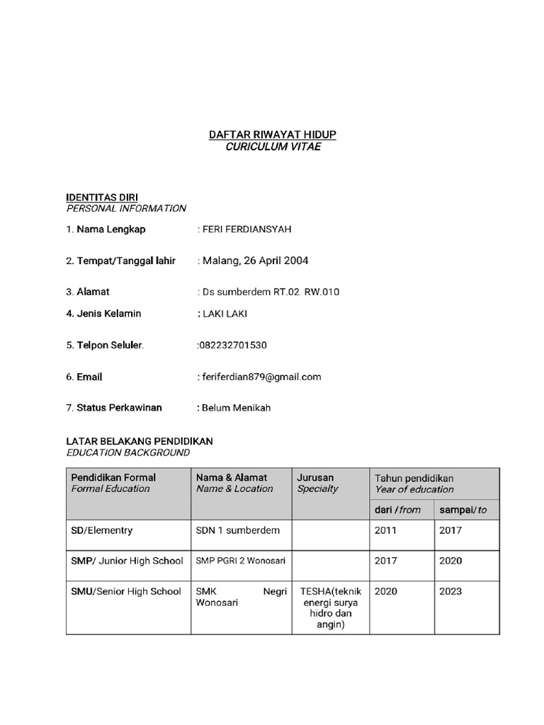 CV Feri Ferdiansyah | PDF