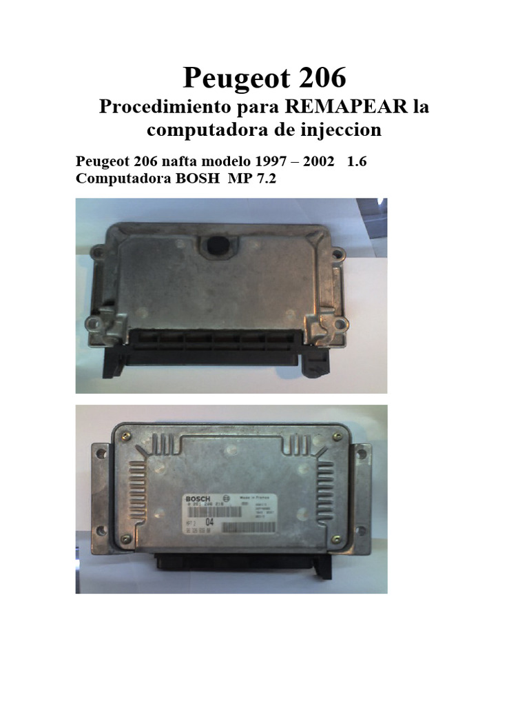 Remapeo ECU Peugeot 206 1.6 | PDF