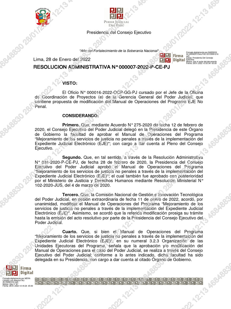 20220128-RA 007-2022-P-CE-PJ - Manual de Operaciones | PDF ...