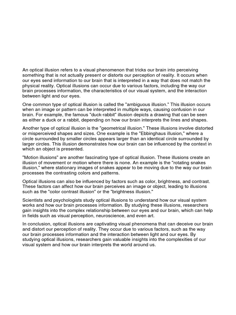What Is Optical Illusion Pdf Perception Optics