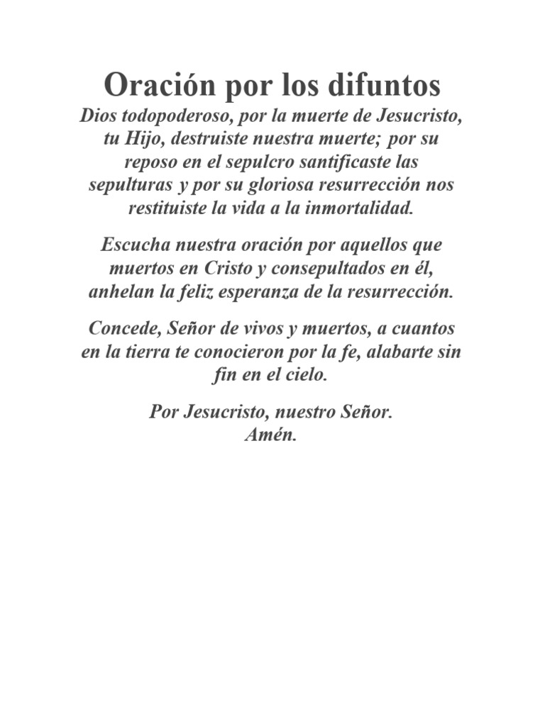 Oración por los Difuntos y la Virgen María | PDF | María, madre de ...
