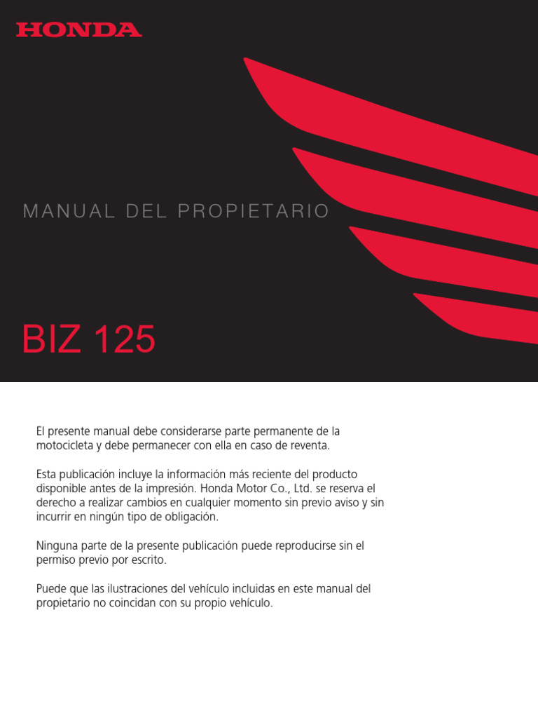 Honda Biz Manual BC125 | PDF | Motocicleta | Carburador