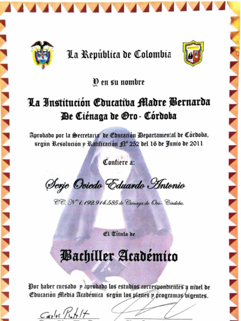 Diploma y Acta de Grado Bachiller | PDF