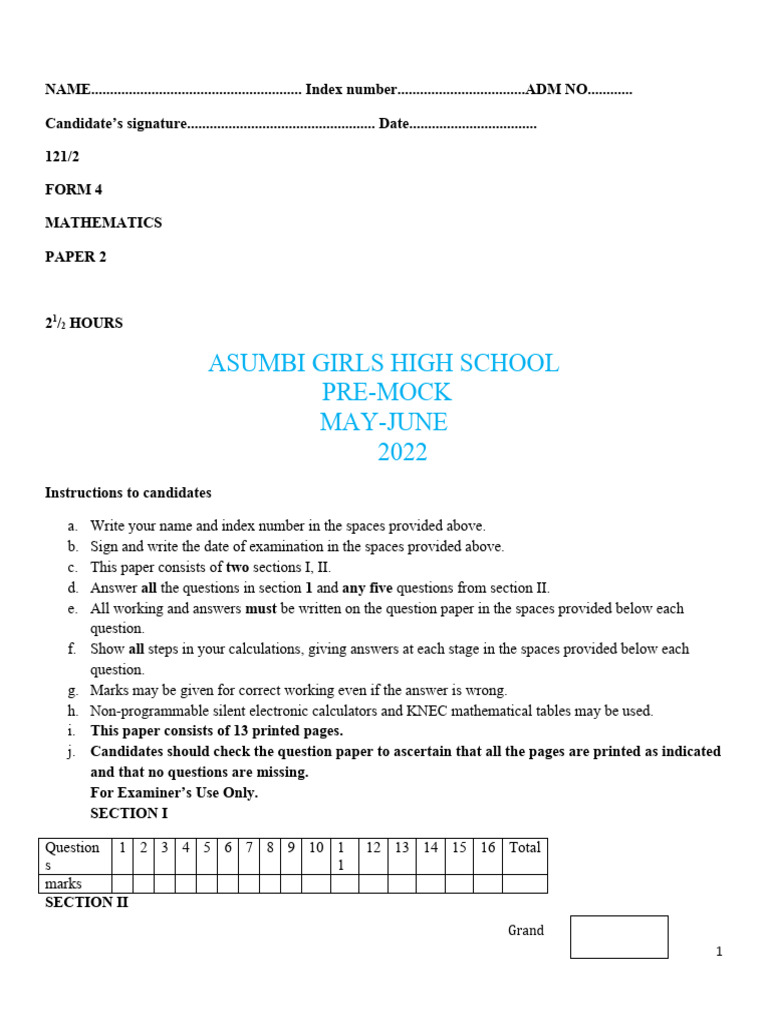 121 Maths PP2 | PDF | Circle | Area