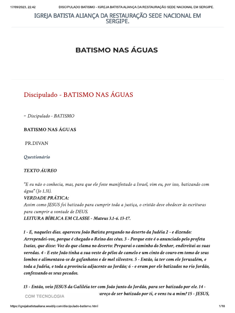 Batismo - Batista | PDF
