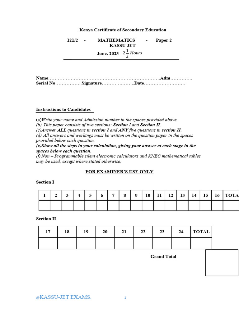 Kassu Jet Maths P1 QNS Exam | PDF | Latitude | Taxes