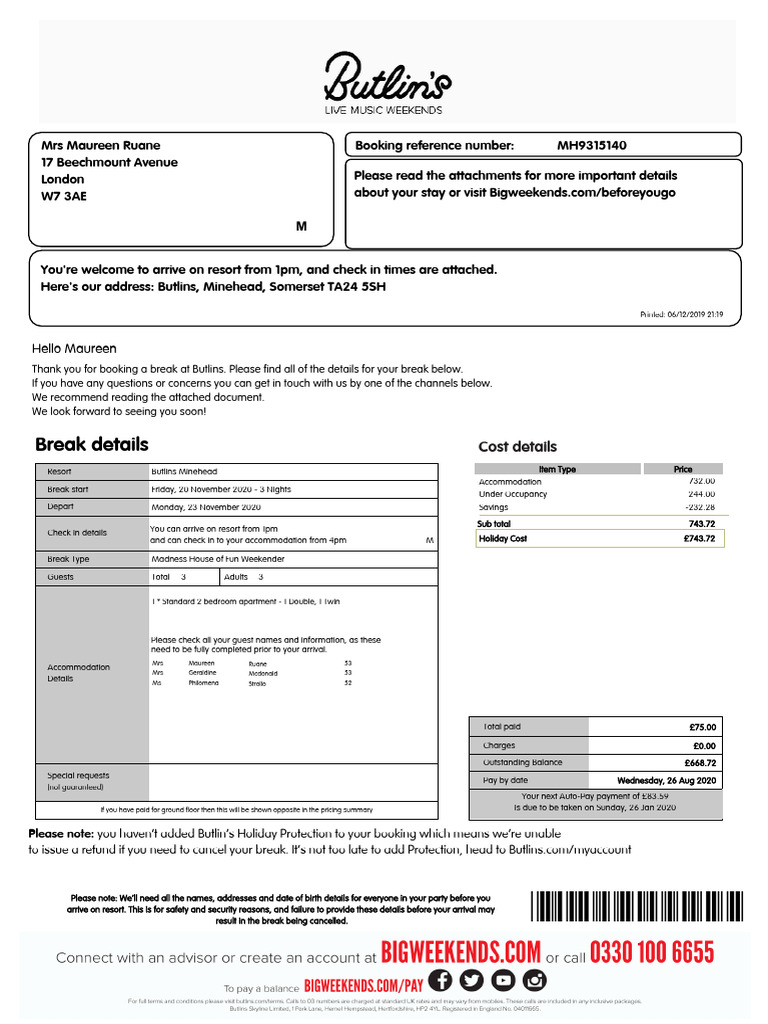 Your Holiday Confirmation | PDF