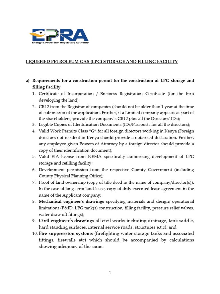 LPG Storage and Filling Facility Permit Guide | PDF | Liquefied ...