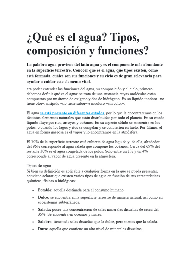 Qué Es El Agua | PDF | Agua | Naturaleza