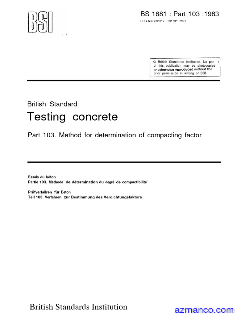 BS 1881-Part 103-83 | PDF | Concrete