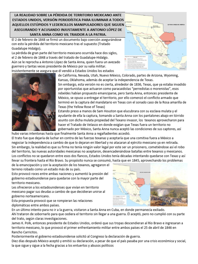 Pérdida de territorio mexicano en 1848 | PDF | México | Texas