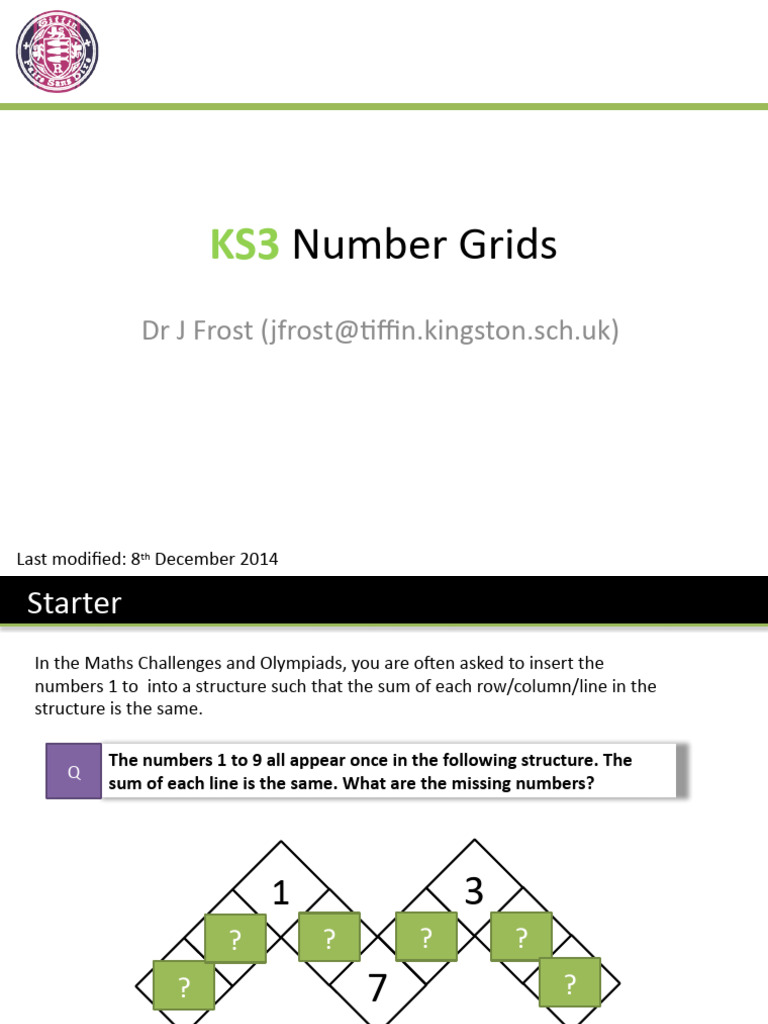 KS3 NumberGrids | PDF | Equations | Mathematics