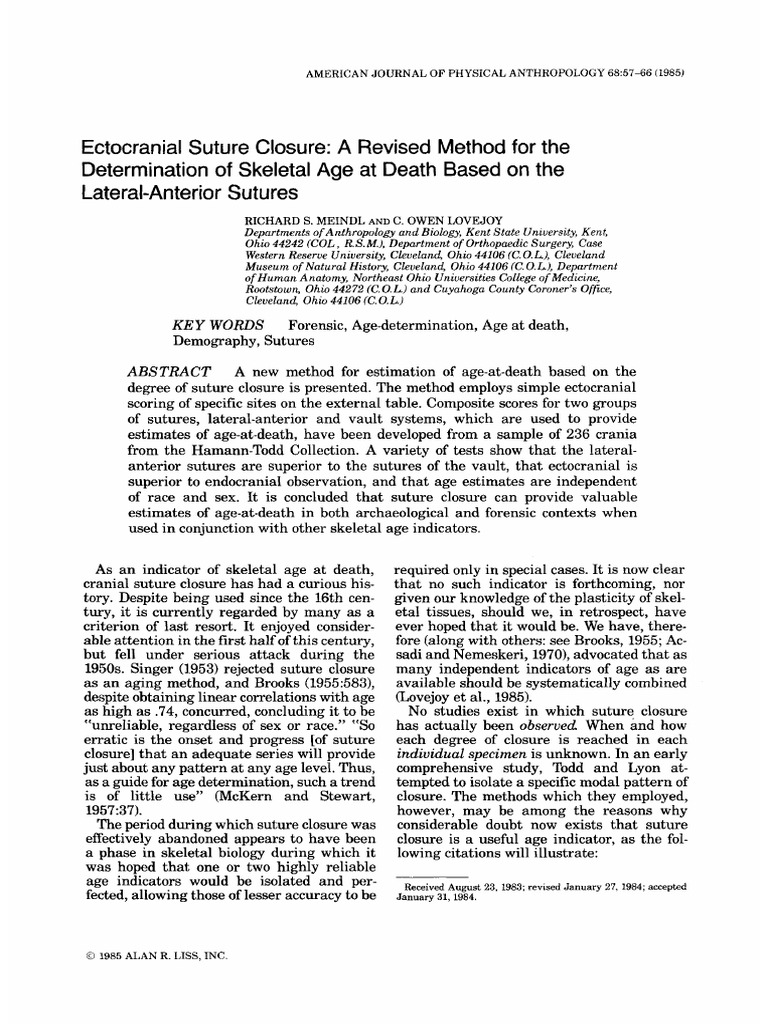 Meindl 1985 | PDF | Variance | Skeletal System