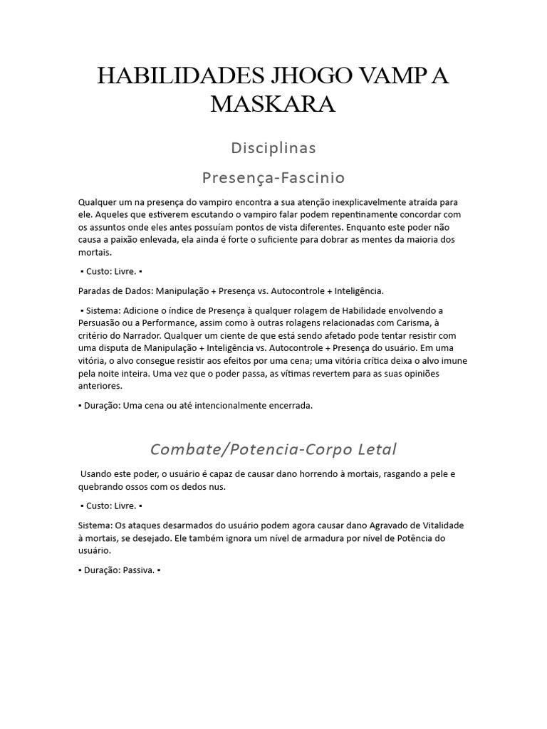 Ficha Jhogo VMP v5 | PDF