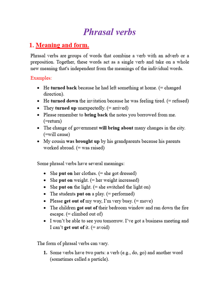 Phrasal Verbs | PDF | Verb | Preposition And Postposition