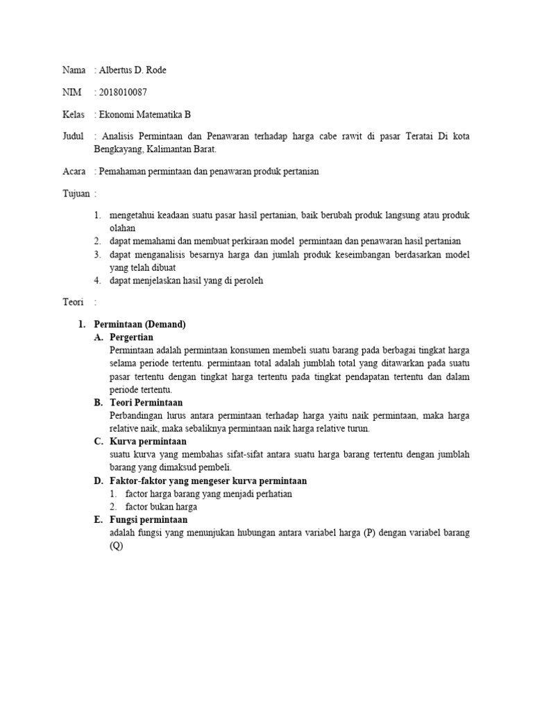 Albertus D. Rode (2018010087) Laprak Ek - MTK B | PDF