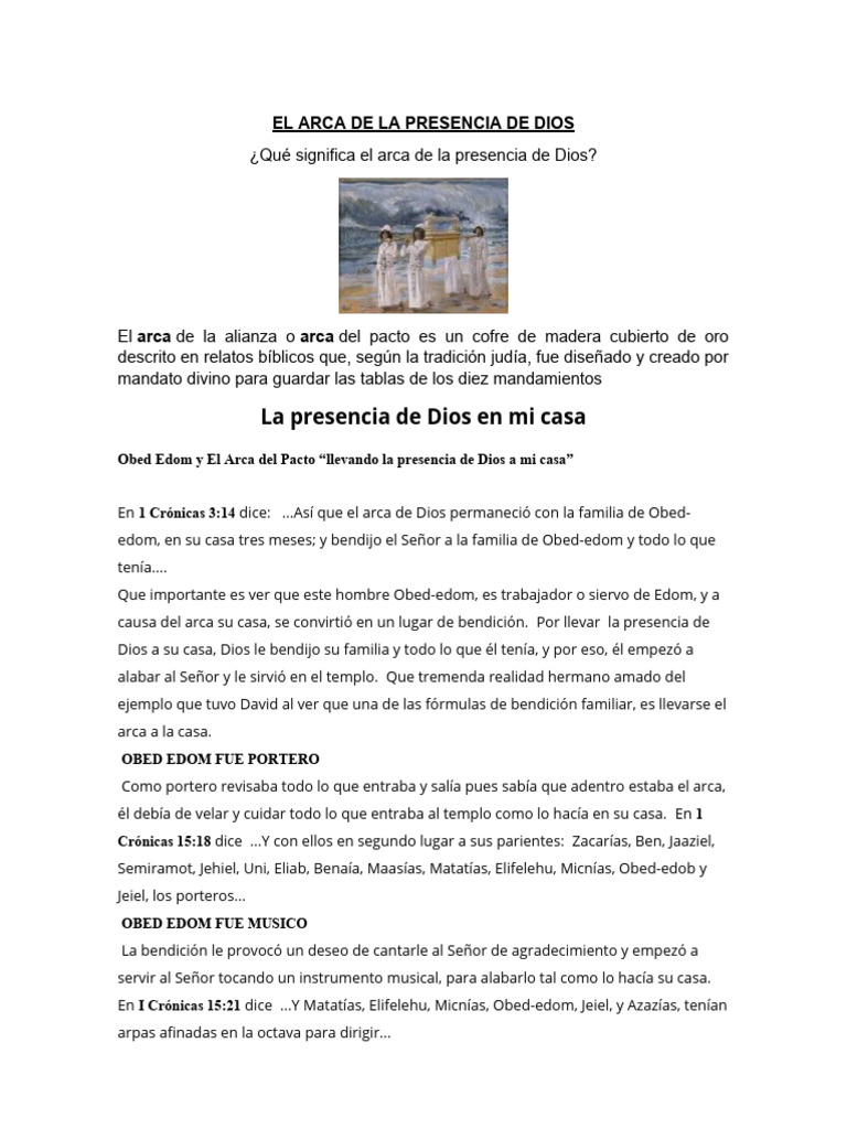 El Arca de La Presencia de Dios | PDF | Arca de la Alianza | Jesús