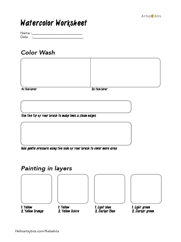 Watercolor Painting Techniques Worksheet | PDF | Art