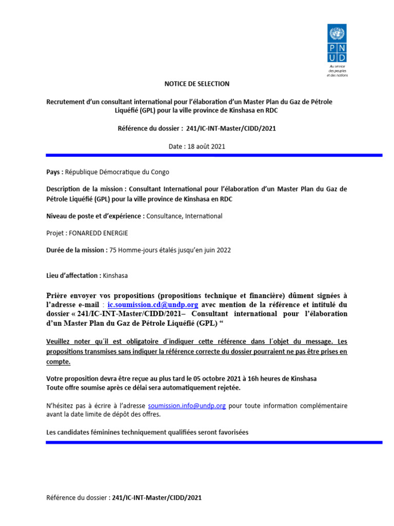 T Proc Notices Notices 085 K Notice Doc 82142 498031420 | PDF | Gaz de pétrole liquéfié | Consultant