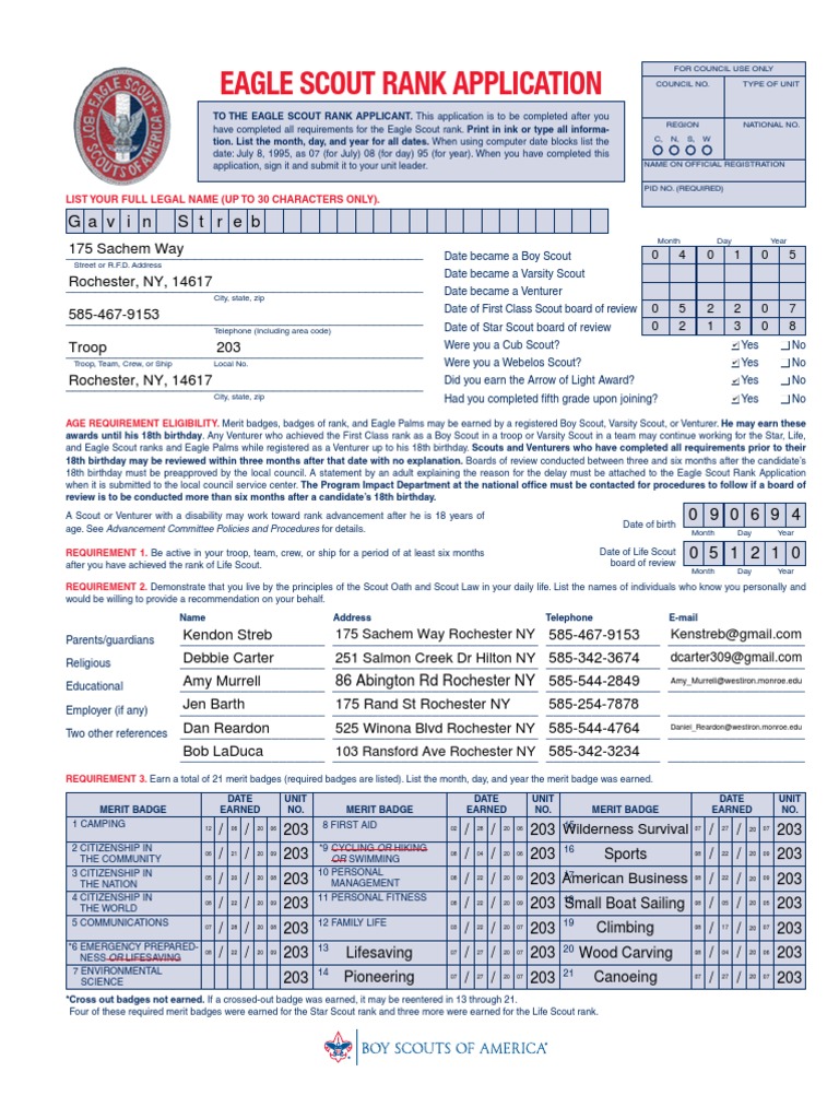 Eagle Application | PDF | Scouting | Youth Organizations
