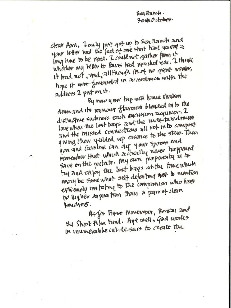 Dear Ann Sea Ranch 30 October | PDF