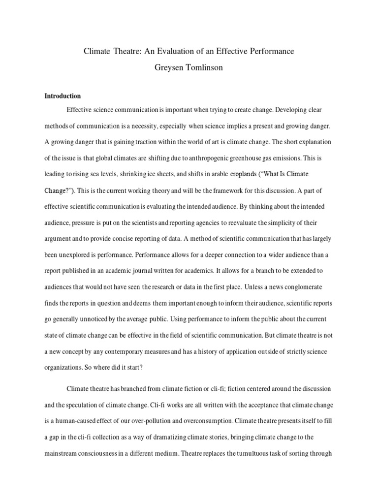 Climate Theatre An Evaluation of An Effective Performance FINAL | PDF ...