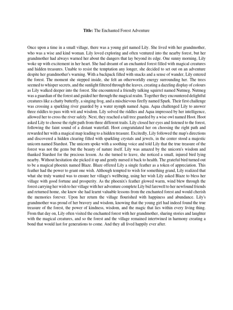 Trancription 1 - The Enchanted Forest Adventure | PDF