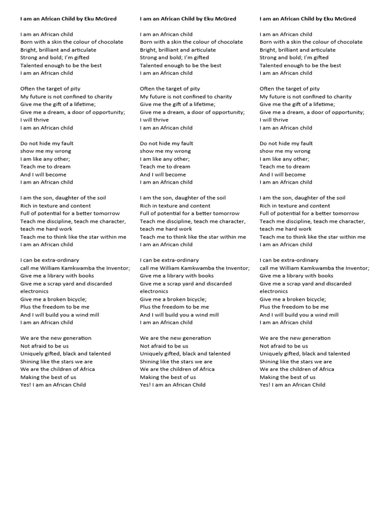 I Am An African Child by Eku McGred | PDF