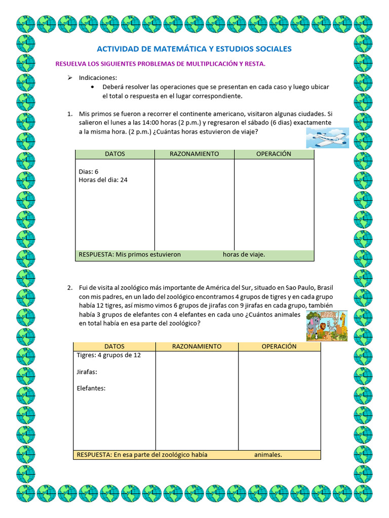 Actividad de Matemática y Estudios Sociales | PDF | Américas