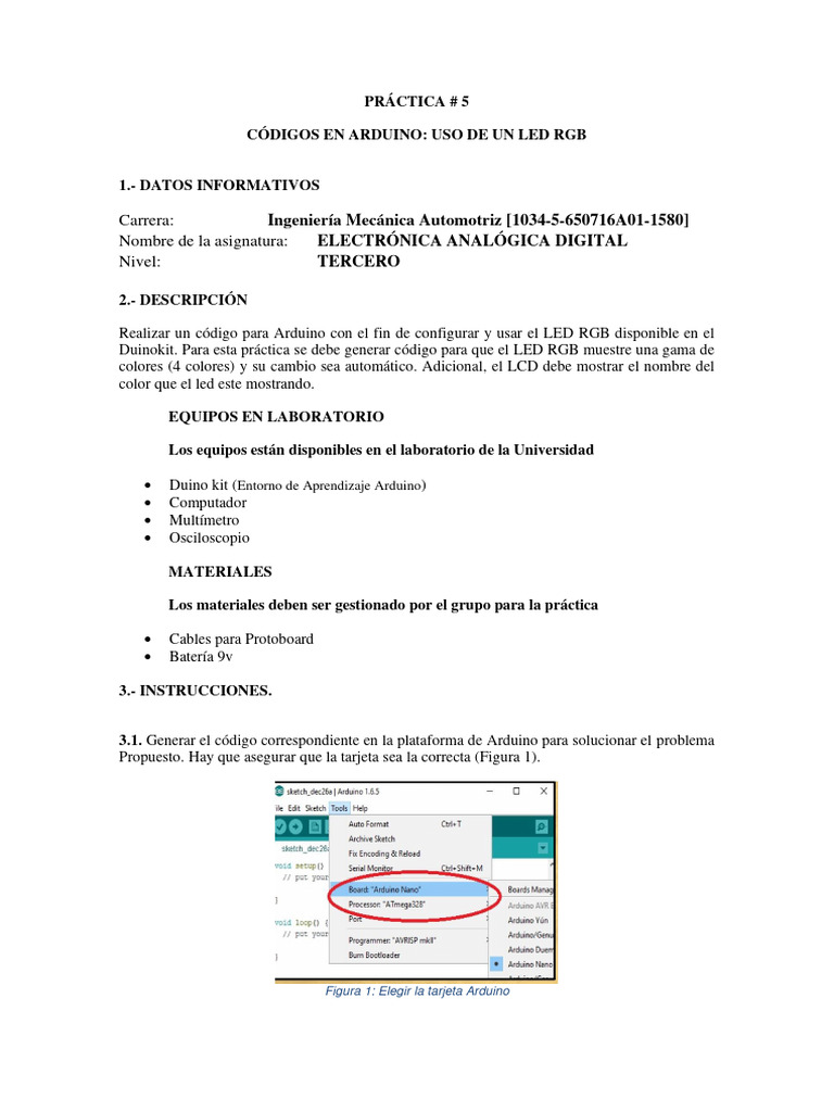 PRACTICA 5 Arduino | PDF