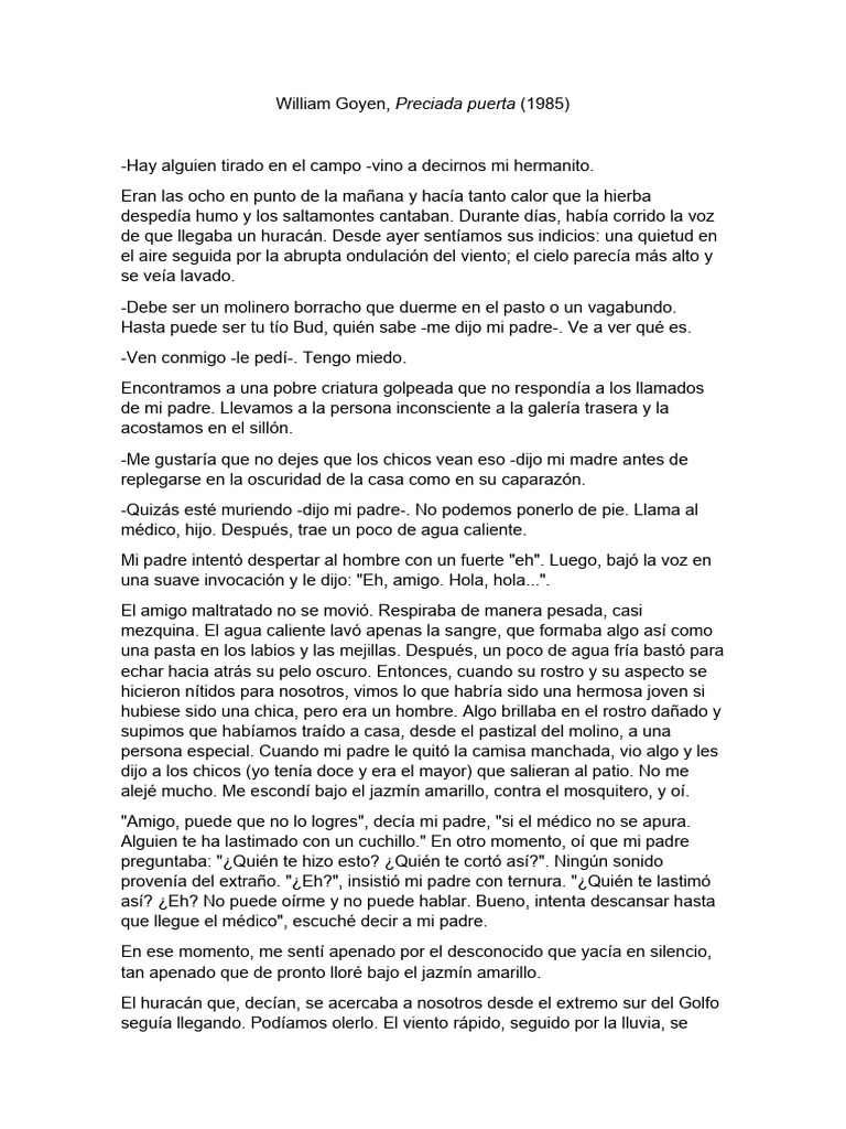 William Goyen PRECIADA PUERTA | PDF | Amor