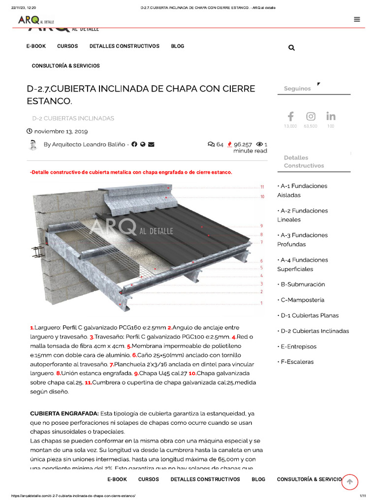 D-2.7.cubierta Inclinada de Chapa Con Cierre Estanco | PDF