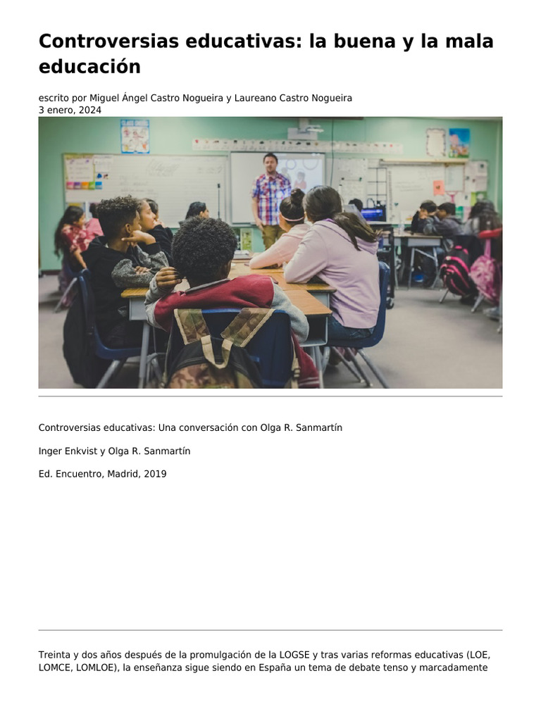 Controversias Educativas La Buena y La Mala Educacion PDF | PDF ...