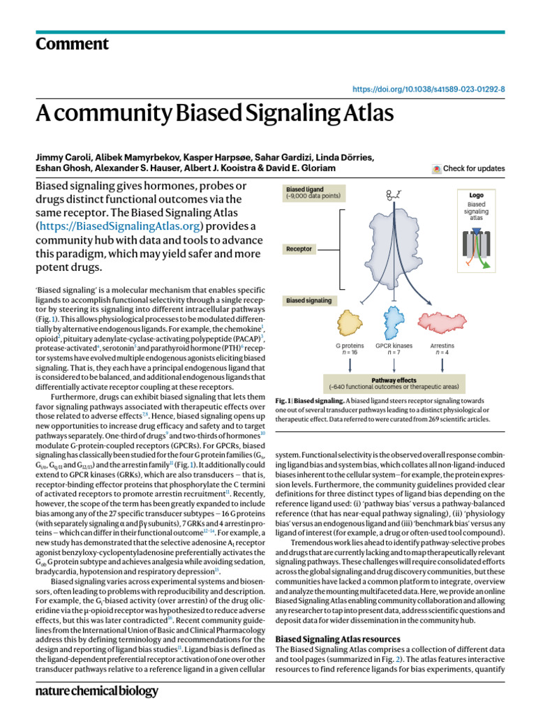 A community Biased Signaling Atlas | PDF | Signal Transduction | Ligand (Biochemistry)