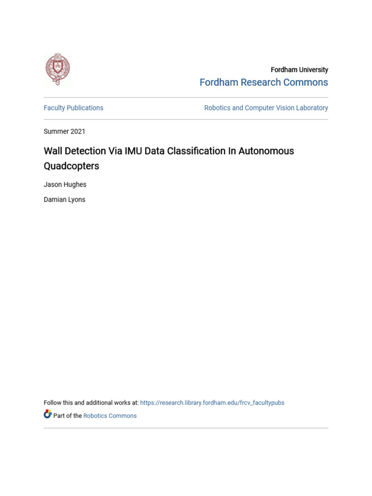 Wall Detection Via IMU Data Classification in Autonomous Quadcopt | PDF | Quadcopter | Unmanned ...