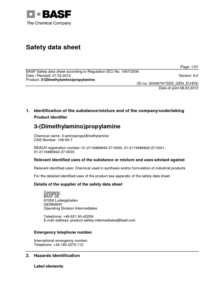 Dmapa MSDS | PDF | Dangerous Goods | Occupational Safety And Health