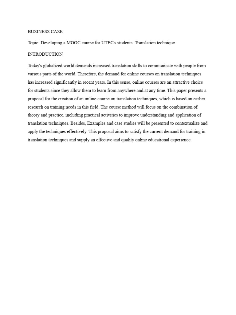 Business Case Pdf Educational Technology Communication