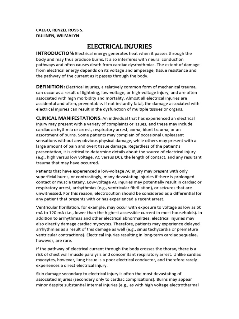 ELECTRICAL-INJURIES | PDF | Injury | Burn