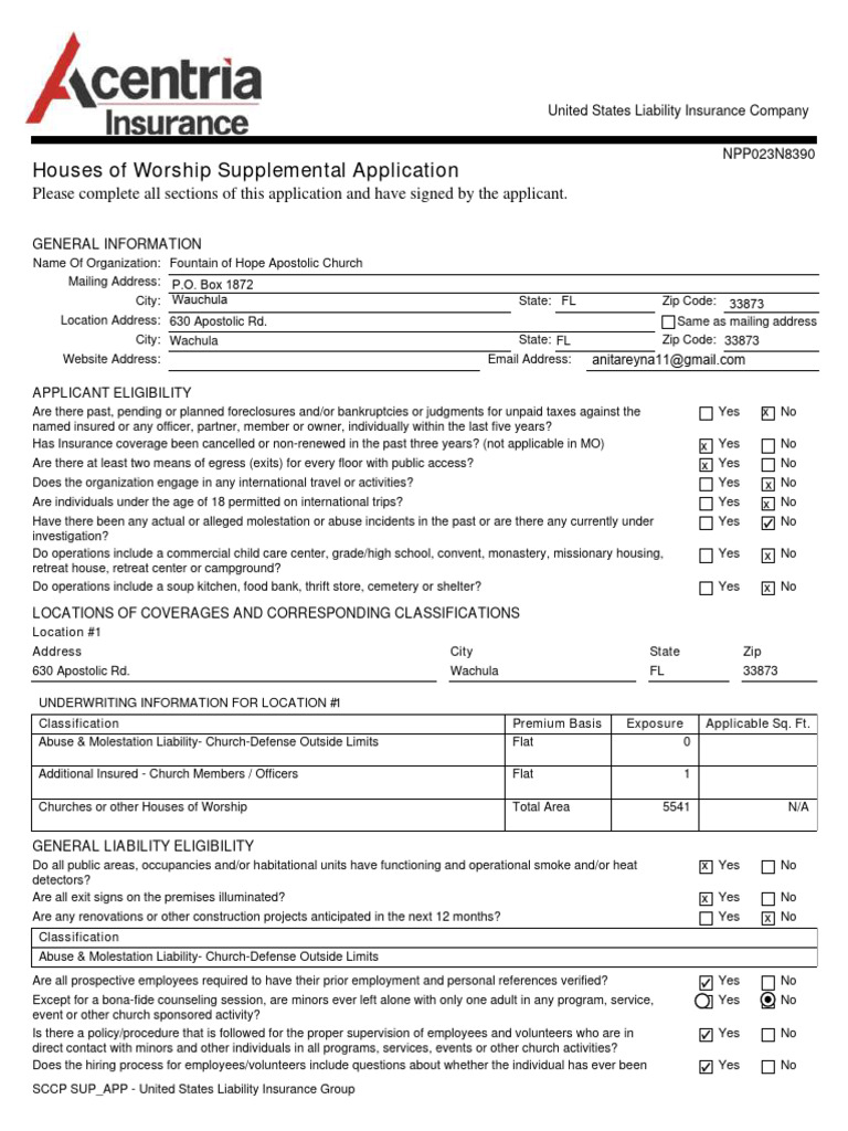 23-24 CGL Supp App - Encrypted | PDF | Insurance | Sexual Assault