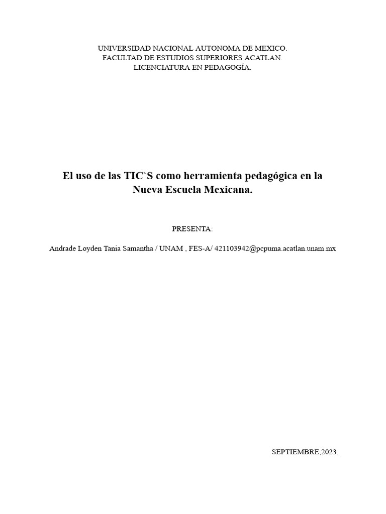 Ponencia - El Uso de Las TIC'S Como Herramienta Pedagogica en La Nueva Escuela Mexicana | PDF ...