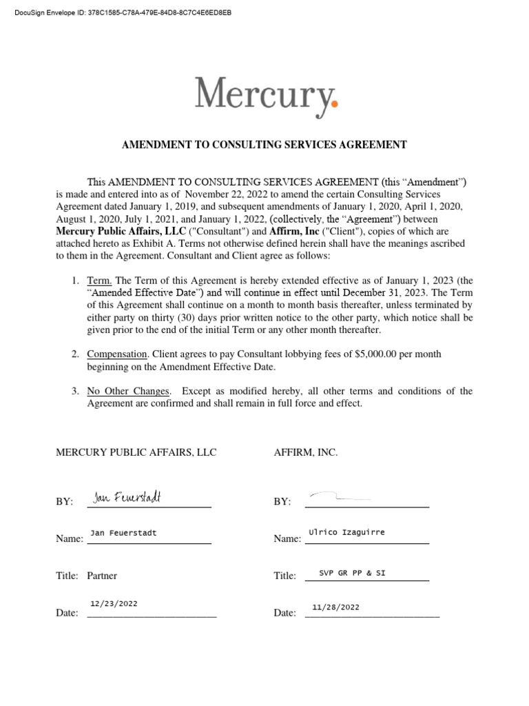 Affirm Inc NY Original and Amendments Executed 01012023 Updated | PDF | Justice | Crime & Violence