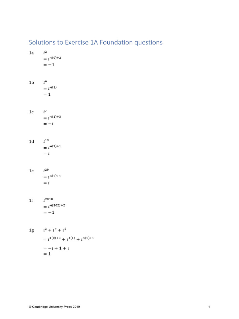 Chapter 1 Worked Solutions | PDF | Quadratic Equation | Zero Of A Function