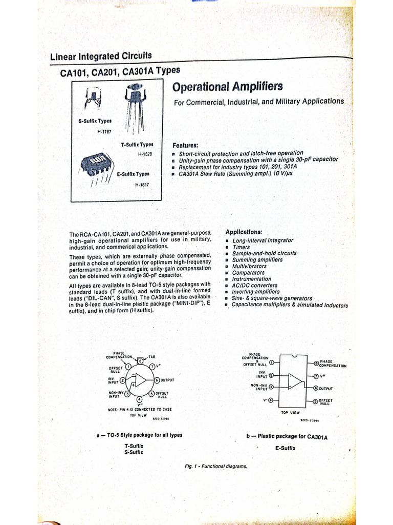 Amplificador Operacional CA101 CA201 CA301A | PDF