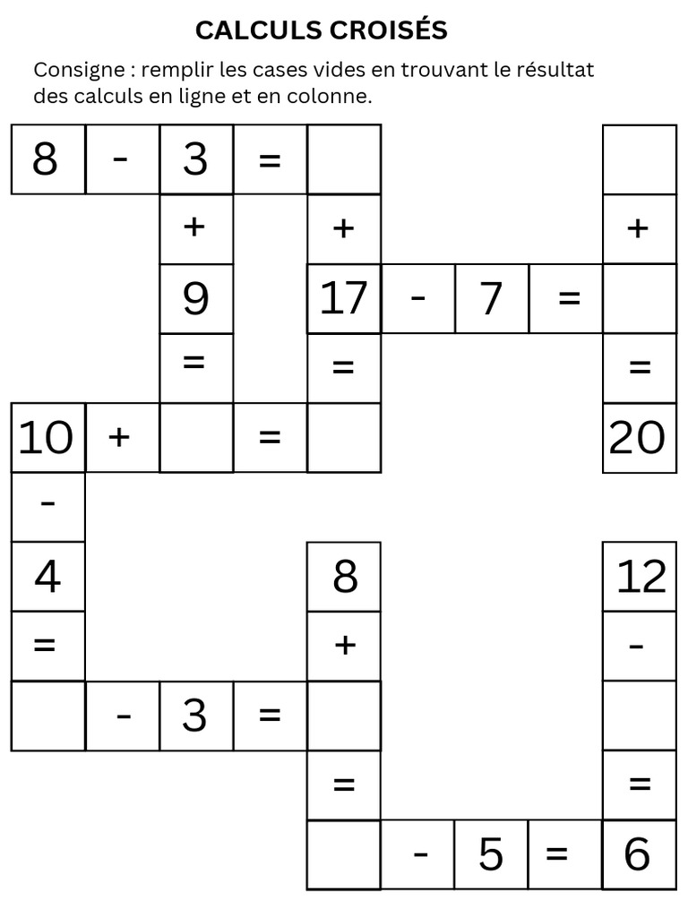 Calculs Croisés Mathématiques | PDF | Teaching Methods & Materials