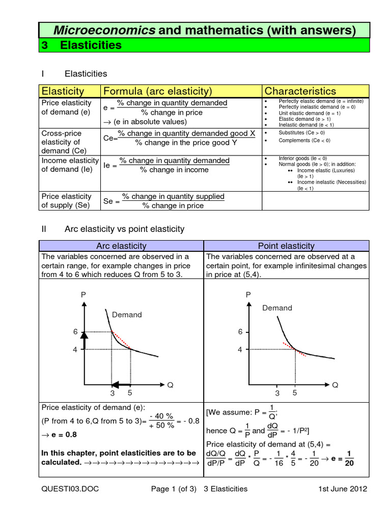 14 Qa Micro and Math Elasticities | PDF | Elasticity (Economics) | Demand