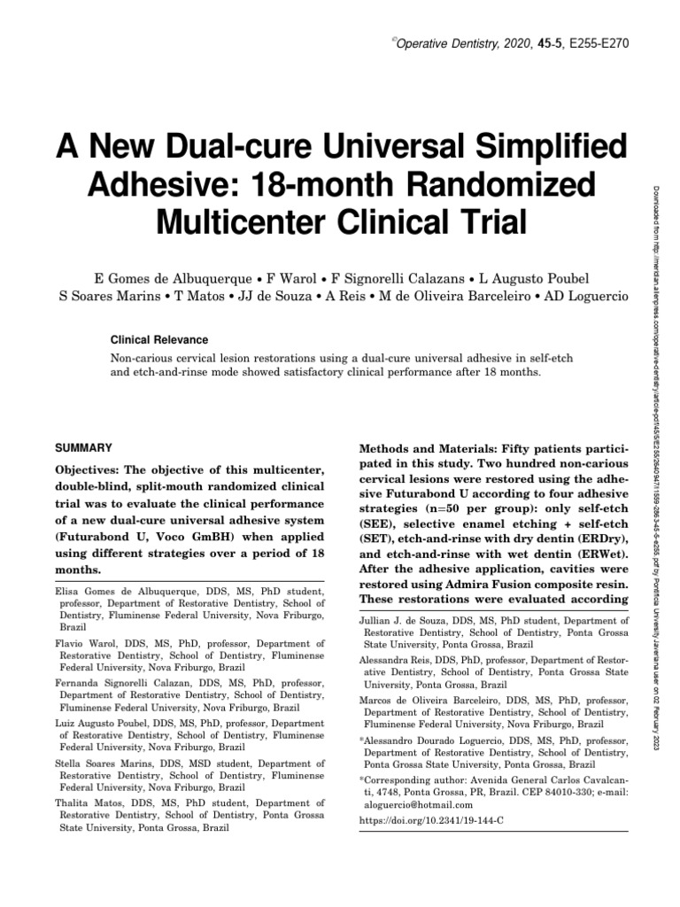 A New Dual-Cure Universal Simplified | PDF | Tooth Enamel | Human Tooth