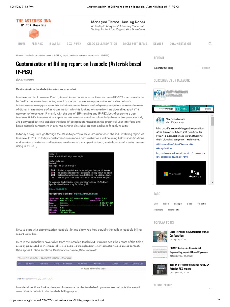 Customization of Billing Report on Issabele (Asterisk Based IP-PBX) | PDF | Voice Over Ip ...