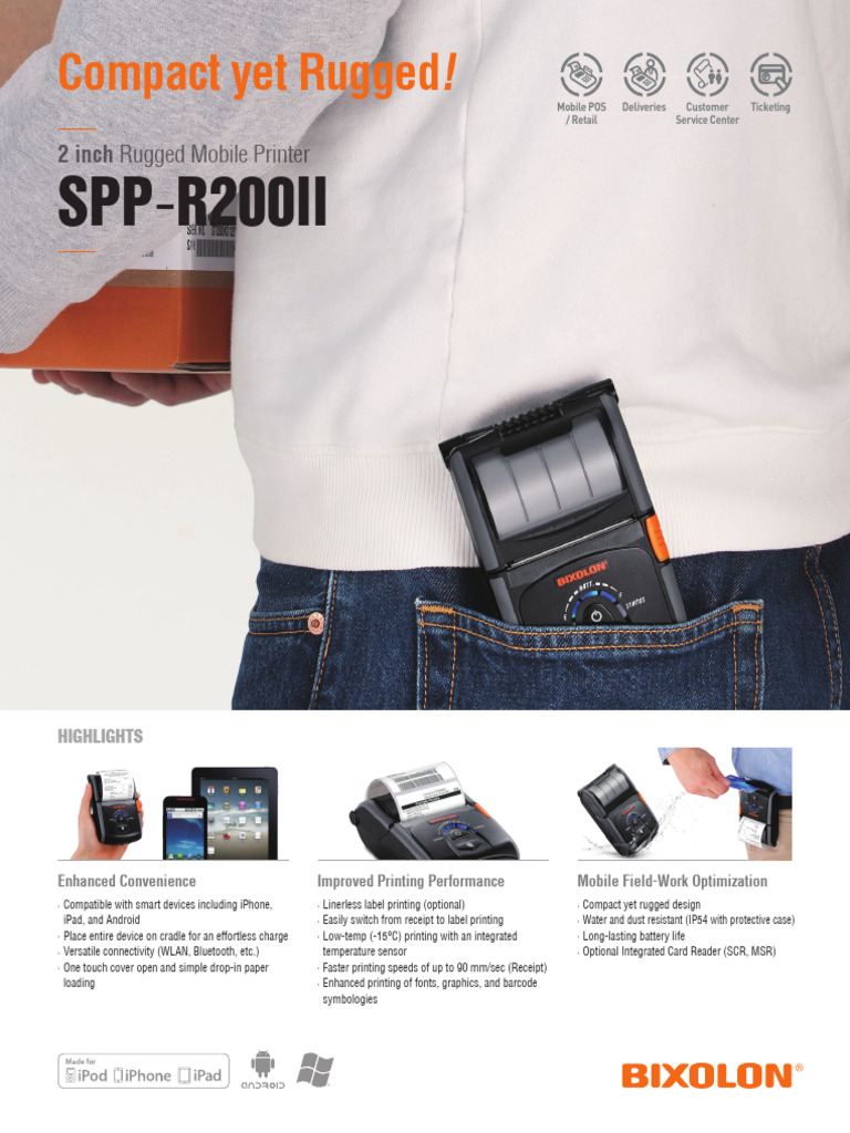 Brochure Bixolon Spp-R200ii | PDF | Printer (Computing) | Barcode